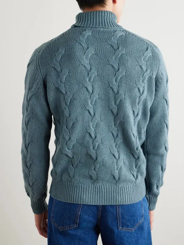 Thom Sweeney Cable-knit Cashmere Rollneck Sweater