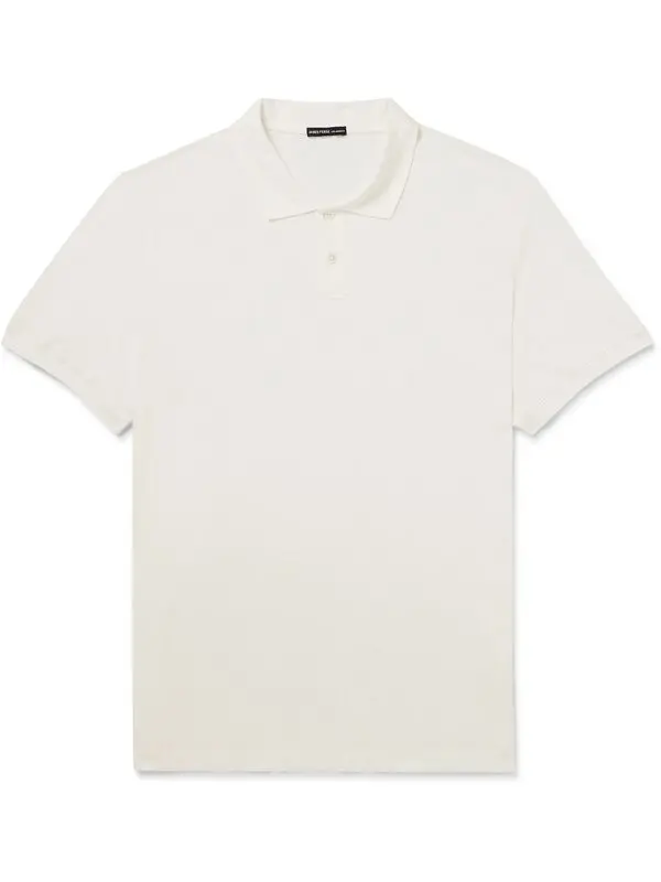 JAMES PERSE Luxe Lotus Cotton-jersey Polo Shirt - Neutrals