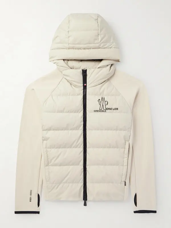 Moncler Logo-print Quilted Hooded Down Jacket - Neutrals