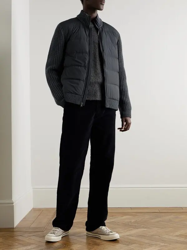 James Perse Ribbed-Knit And Quilted Shell Down Jacket In