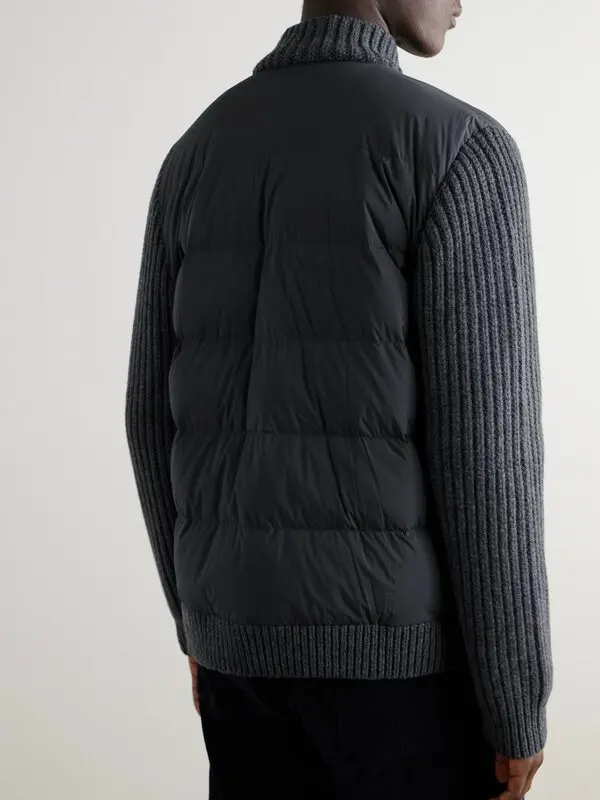 JAMES PERSE Ribbed-knit And Quilted Shell Down Jacket