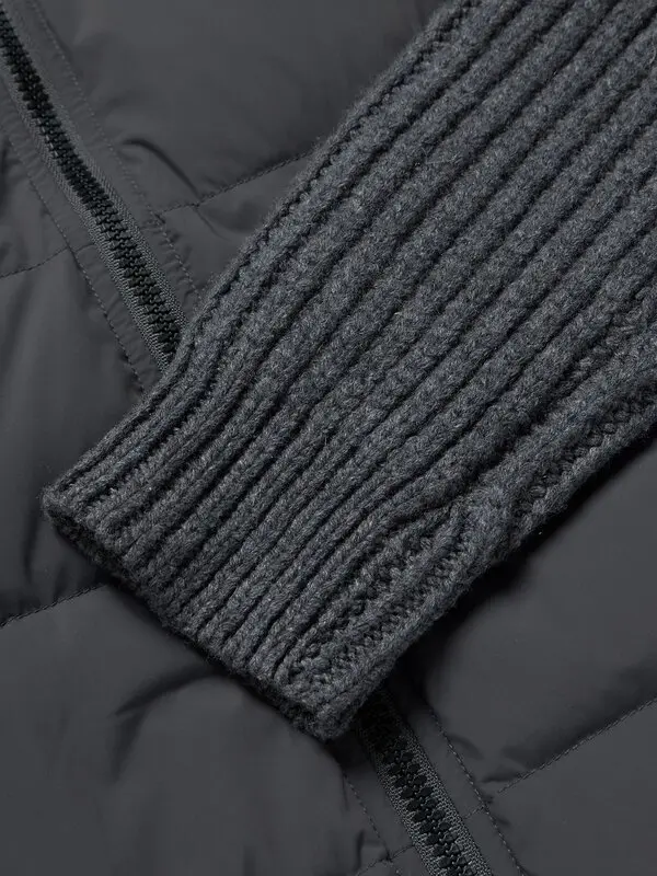 JAMES PERSE Ribbed-knit And Quilted Shell Down Jacket
