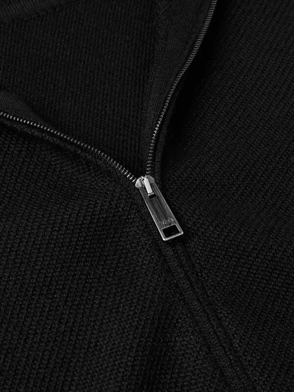 Zegna Logo-embroidered Cashmere And Silk-blend Cardigan - Black