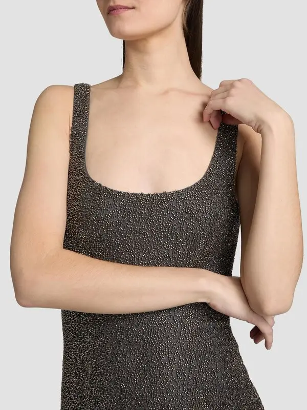 L'Agence Inori Beaded Scoopneck Minidress
