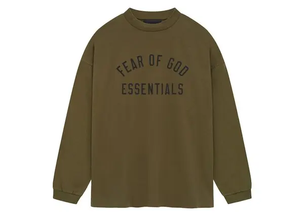 Fear Of God Essentials Jersey Long Sleeve Tee Shirt - Olive