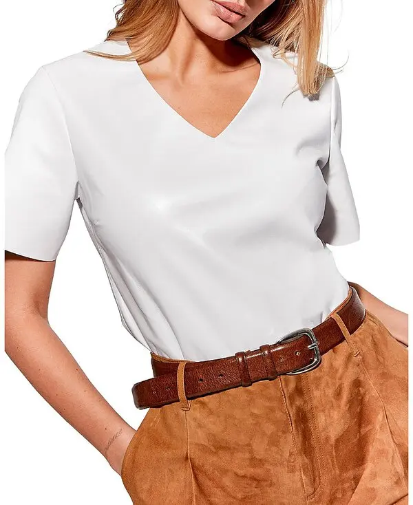 AS By DF Felicity Recycled Leather V-neck Top