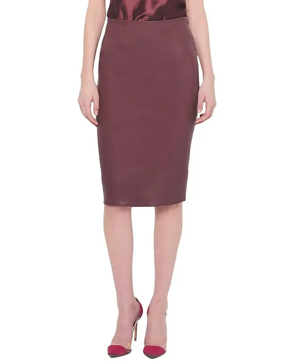 AS By DF Claude Stretch Leather Pencil Skirt - Decadent Wine