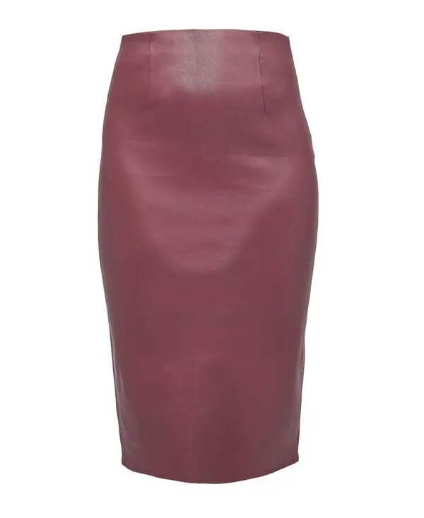 AS By DF Claude Stretch Leather Pencil Skirt - Decadent Wine