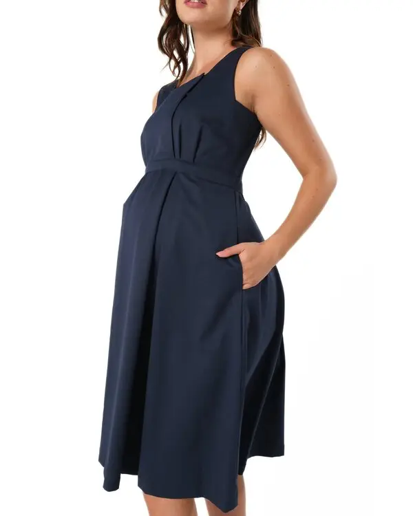 green emerald velvet dress Angel Maternity Margot Maternity Shirred Dress in Light Blue