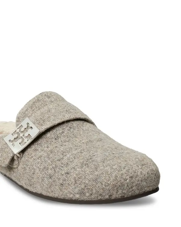 Tory Burch Mellow Shearling Mules - Fog Gray