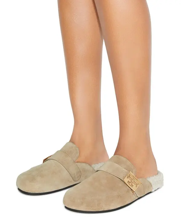 Tory Burch Mellow Shearling Mules - Noisette