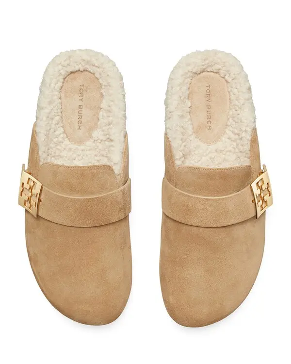 Tory Burch Mellow Shearling Mules - Noisette