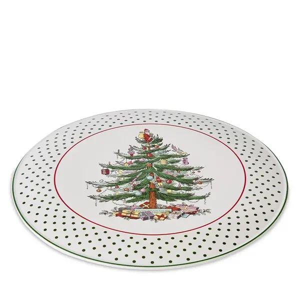 SPODE Christmas Tree Polka Dot Cake Plate