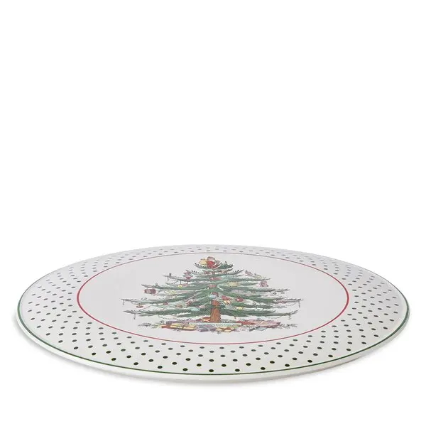 SPODE Christmas Tree Polka Dot Cake Plate