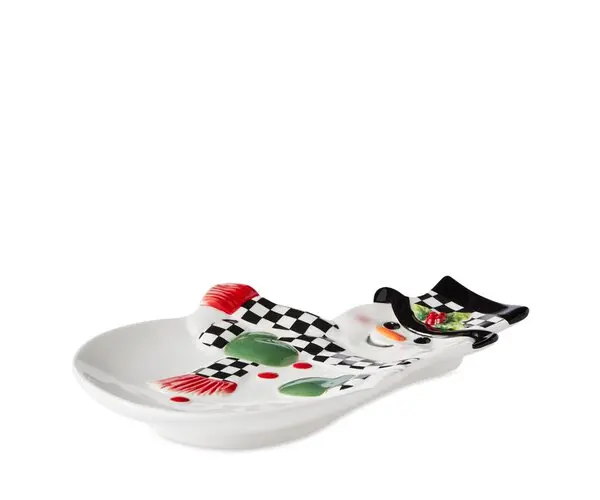 SPODE Christmas Tree Black And White Snowman Dish
