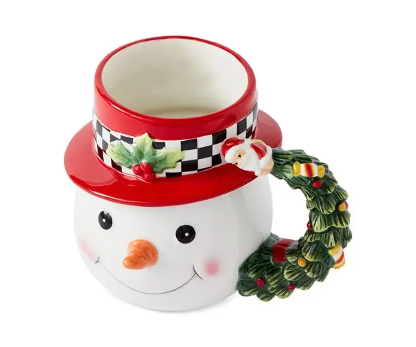 SPODE Christmas Tree Black And White Snowman Mug