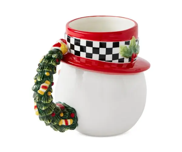 SPODE Christmas Tree Black And White Snowman Mug