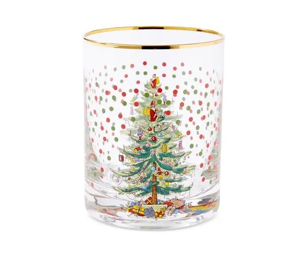 SPODE Christmas Tree Polka Dot Double Old Fashioned Glass, Set Of 4