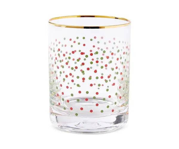SPODE Christmas Tree Polka Dot Double Old Fashioned Glass, Set Of 4