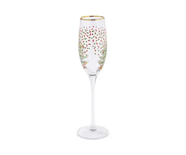 SPODE Christmas Tree Polka Dot Champagne Flute, Set Of 4