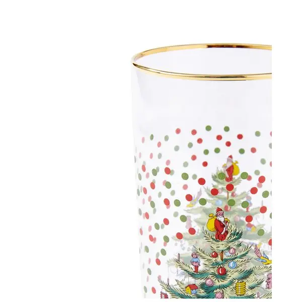 SPODE Christmas Tree Polka Dot Highball Glass, Set Of 4
