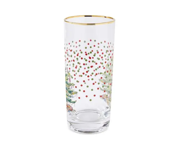 SPODE Christmas Tree Polka Dot Highball Glass, Set Of 4