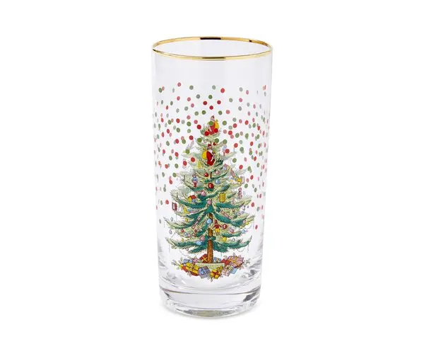 SPODE Christmas Tree Polka Dot Highball Glass, Set Of 4