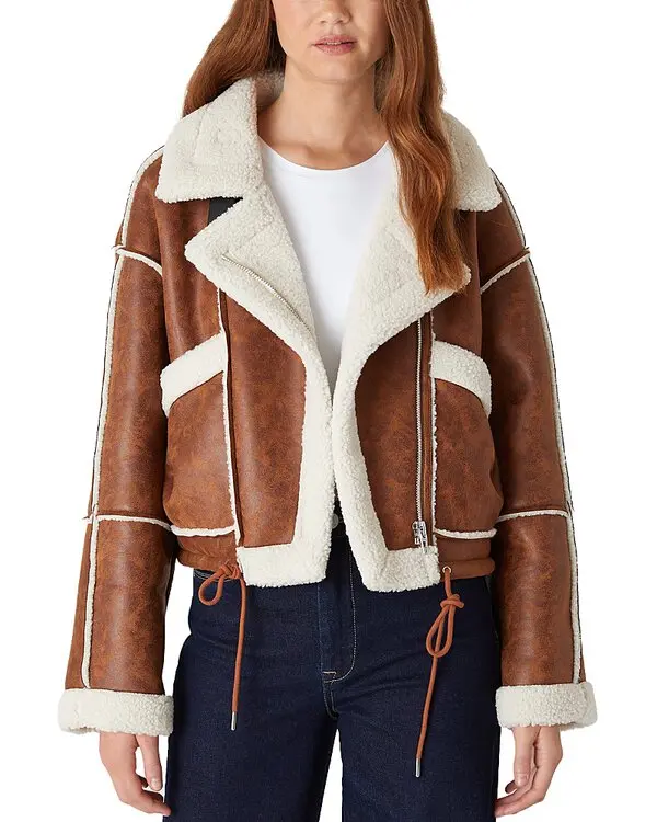 Blanknyc Faux Leather Sherpa Trim Jacket