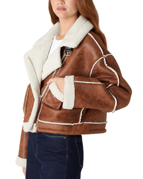 Blanknyc Faux Leather Sherpa Trim Jacket