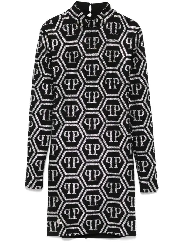 Philipp Plein Monogram-embellished Mini Dress