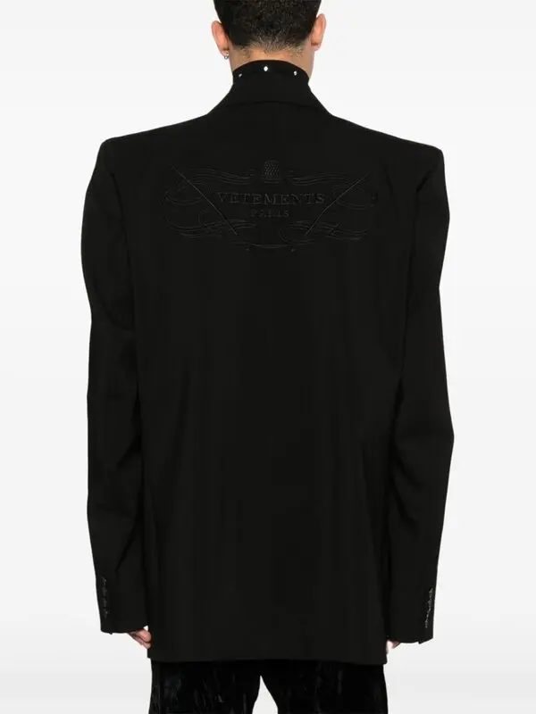 Vetements Logo-embroidered Blazer - Black