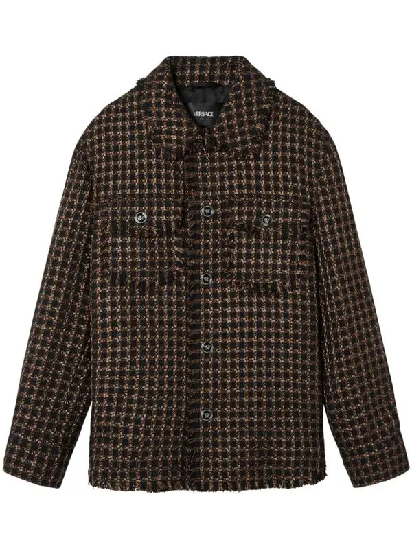 Versace Plaid Shirt Jacket - Brown