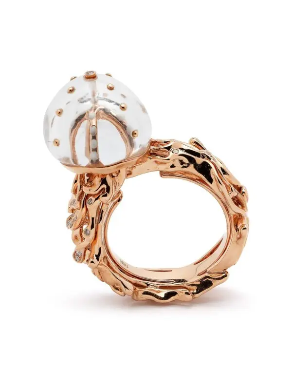 BIBI VAN DER VELDEN 18kt Rose Gold Diamond Jellyfish Ring - Pink
