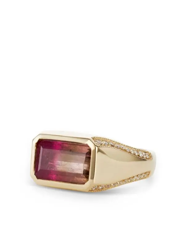 Jacquie Aiche 14k Yellow Tourmaline And Diamond Signet Ring - Gold