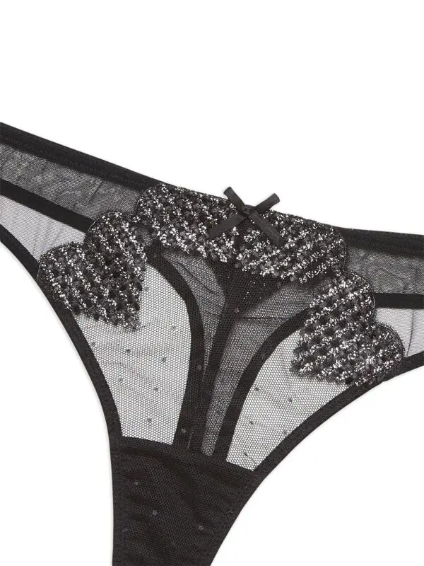 Fleur Du Mal Heart Embroidered Thong