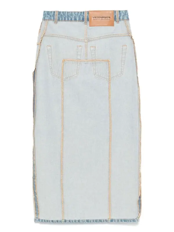 Vetements Inside-out Denim Midi Skirt - Blue