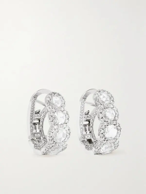 DAVID MORRIS 18-karat White Diamond Hoop Earrings - Gold