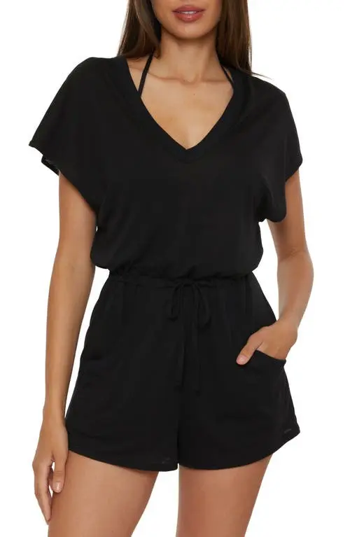 Becca Burnout Jersey Cover-up Romper - Black