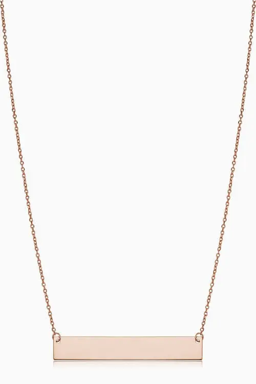 ORADINA 10k Gold Brooklyn Bar Necklace - Rose Gold
