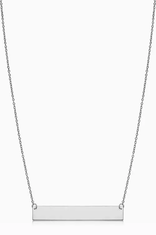 ORADINA 10k Gold Brooklyn Bar Necklace - White Gold