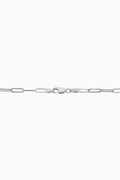 ORADINA 14k Solid Gold Venice Link Bracelet - White Gold