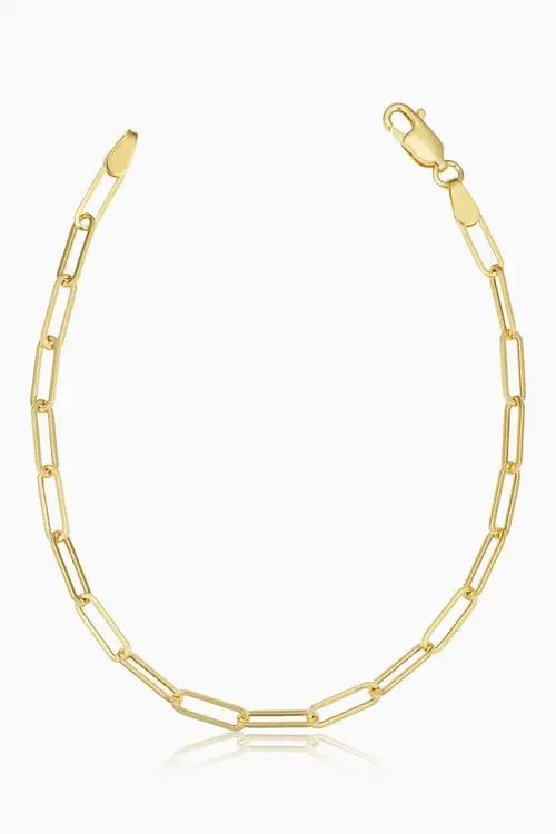 ORADINA 14k Solid Gold Venice Link Bracelet - Yellow Gold