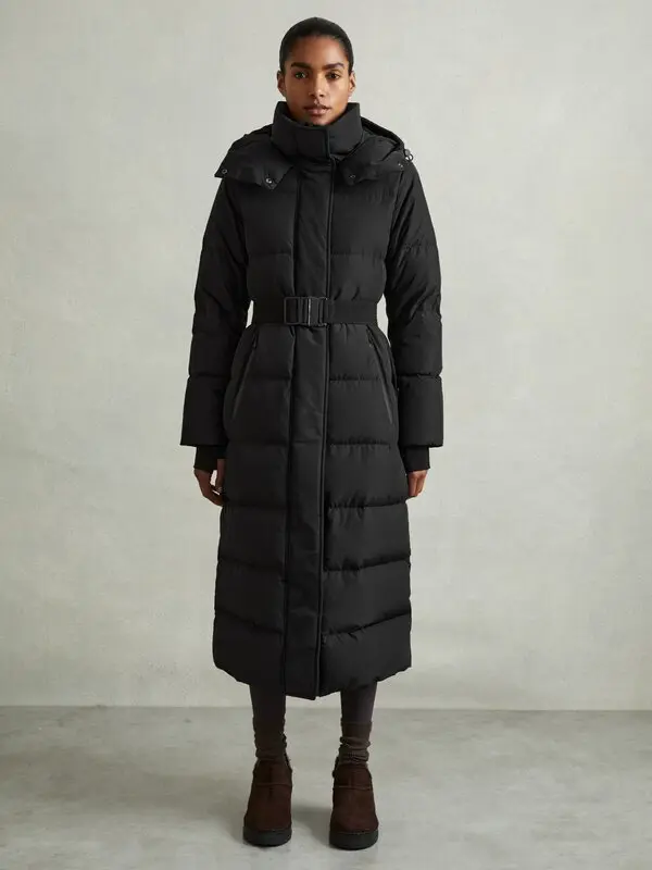 REISS Dalby Longline Hooded Puffer Coat