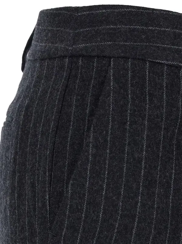 Michael Kors Pinstriped Wool Trousers - Grey