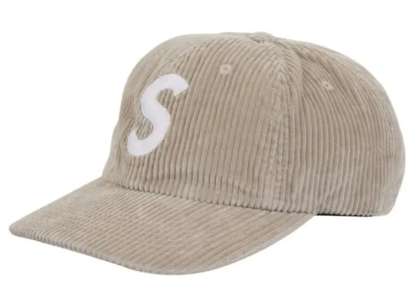 Supreme Corduroy S Logo 6 Panel Cap - Stone