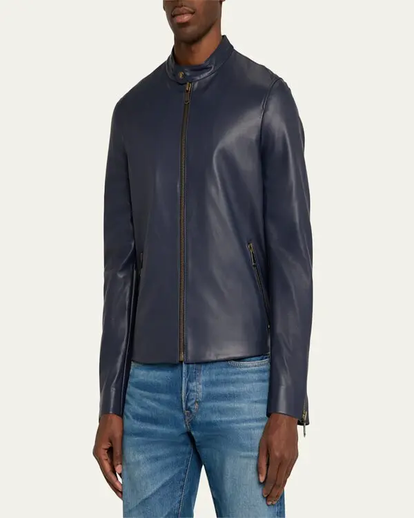 SAVAS Leather Racer Jacket - Black