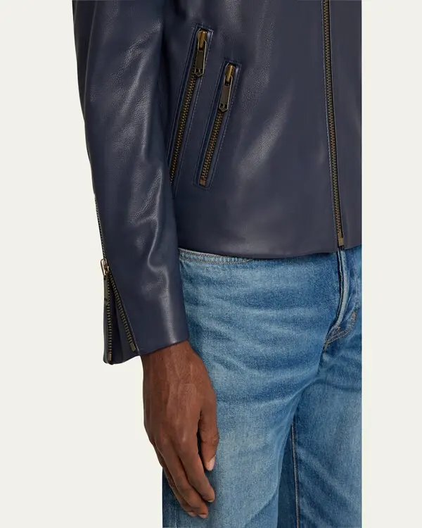 SAVAS Leather Racer Jacket - Black