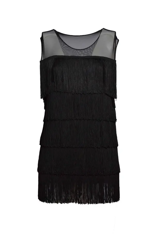 Norma Kamali Fringe Dress - Nero