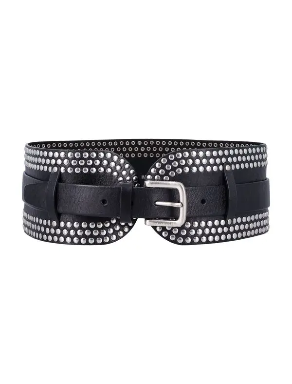 GOLDEN GOOSE Wide Leather Belt - Black