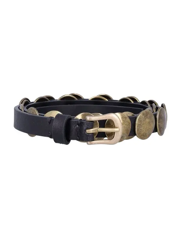 GOLDEN GOOSE Skinny Leather Belt - Black